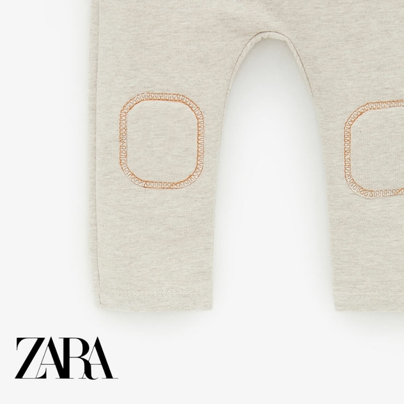 Zara | Bottoms | Zara Sand Marl Knee Patch Trouser 45 Yrs Nwt | Poshmark